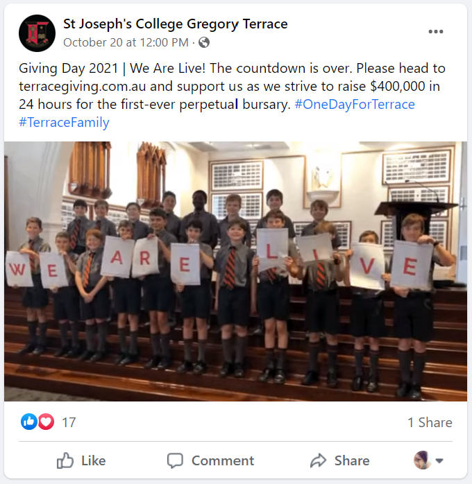 St Joseph’s College Gregory Terrace : #OneDayForTerrace